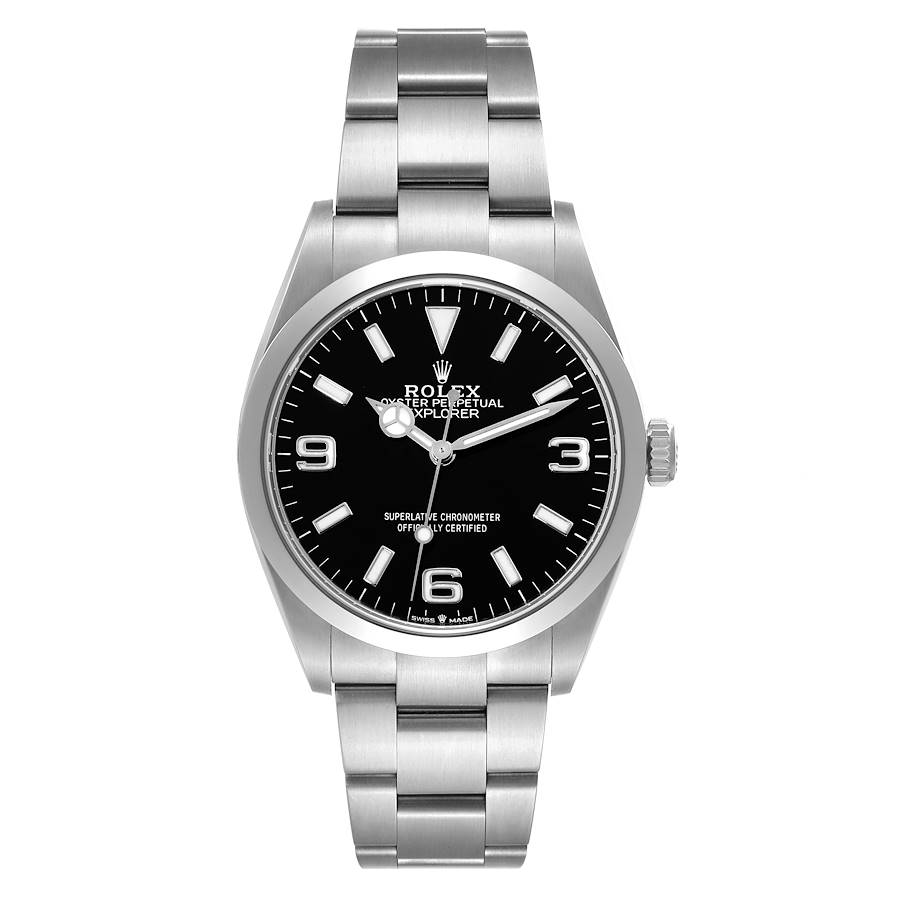 Rolex Explorer I 36mm Black Dial Steel Mens Watch 124270 Box Card ...
