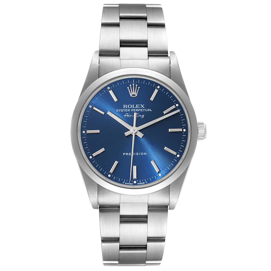 Rolex Air King 34 Blue Dial Smooth Bezel Steel Mens Watch 14000 ...