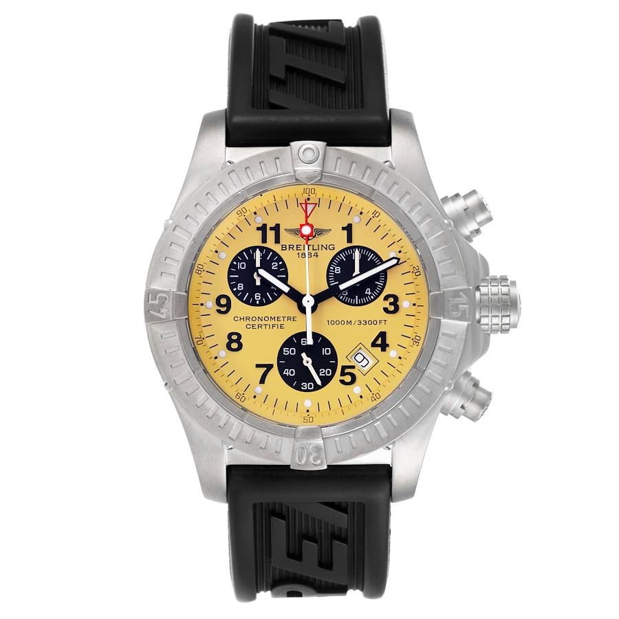 Breitling Aeromarine Chrono Avenger M1 Yellow Dial Titanium Mens Watch ...