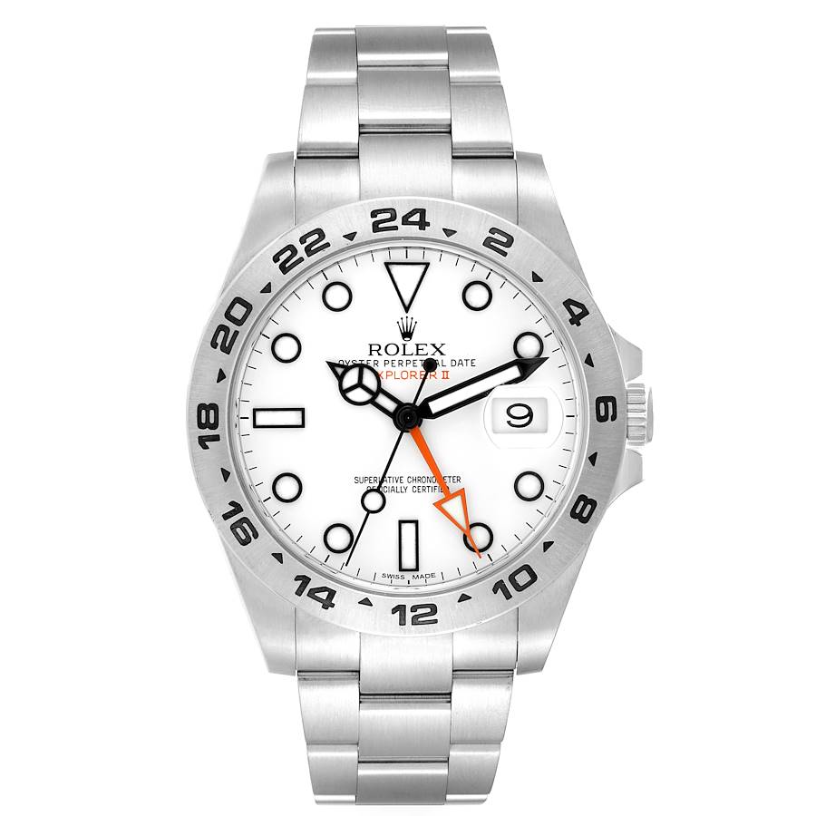 Rolex Explorer II White Dial Orange Hand Steel Mens Watch 216570 Box ...