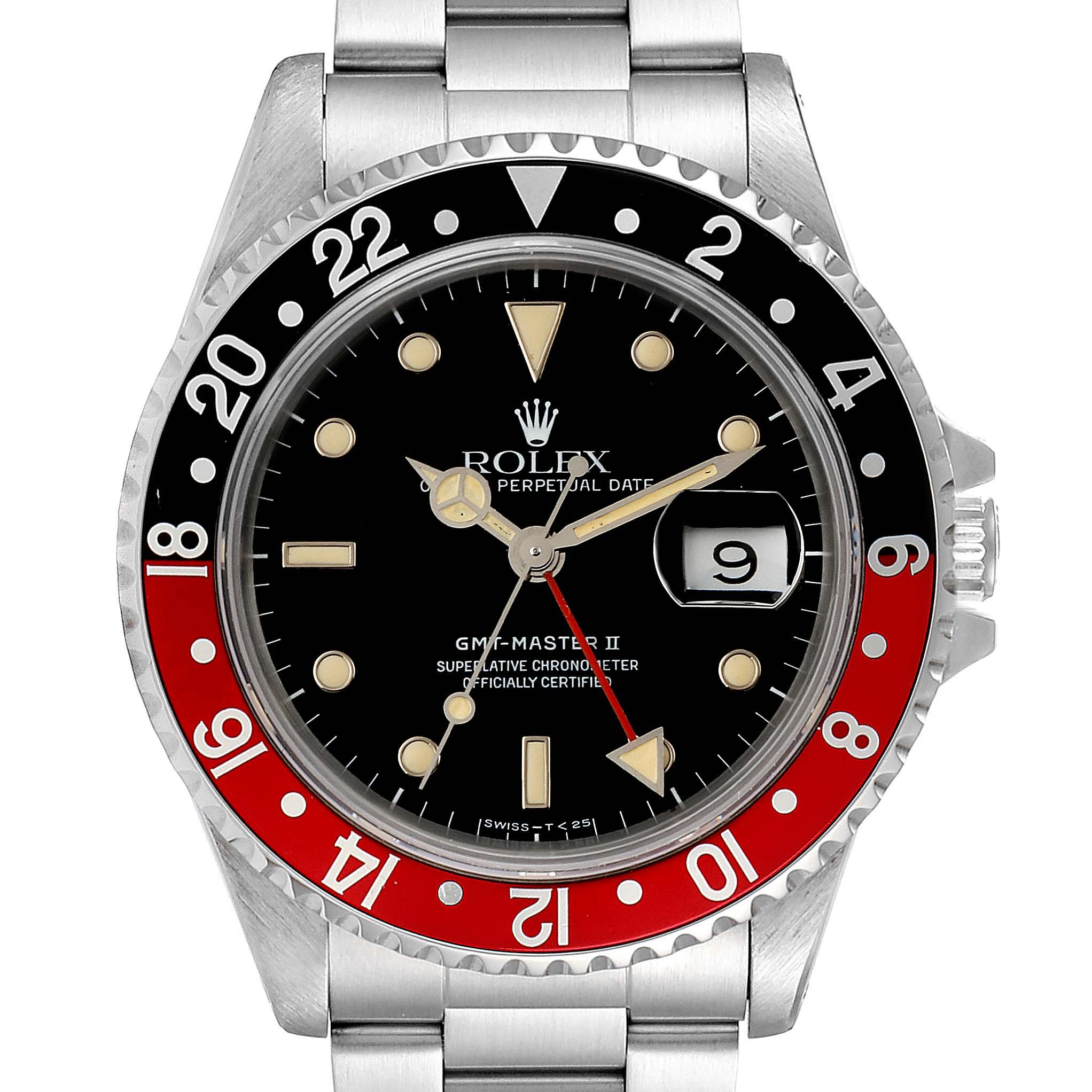 Rolex GMT Master II Black Red Coke Bezel Mens Watch 16710 SwissWatchExpo