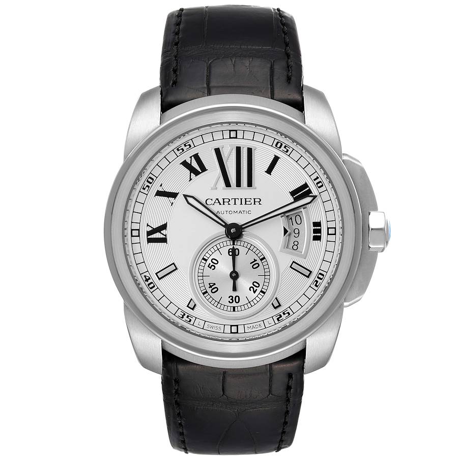 Cartier Calibre Silver Dial Stainless Steel Mens Watch W7100037 ...