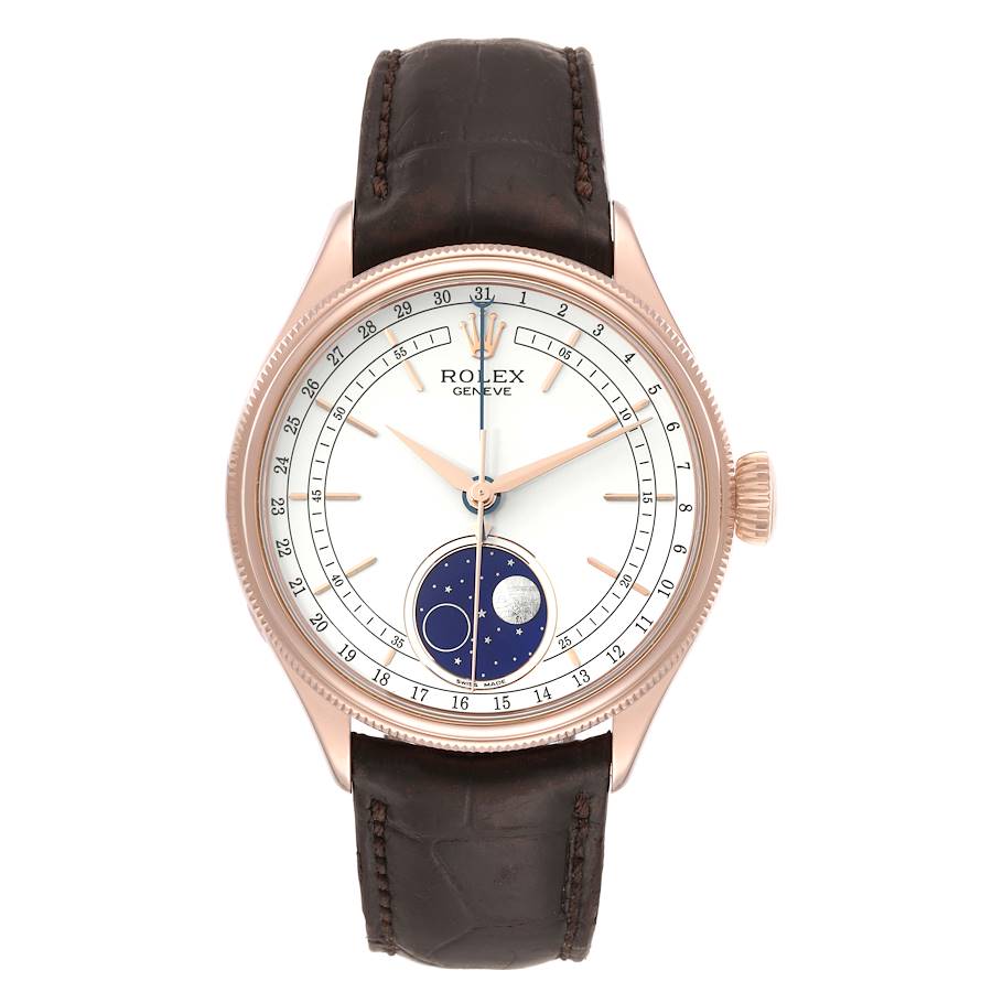 Rolex Cellini Moonphase White Dial Rose Gold Mens Watch 50535 Box Card | SwissWatchExpo