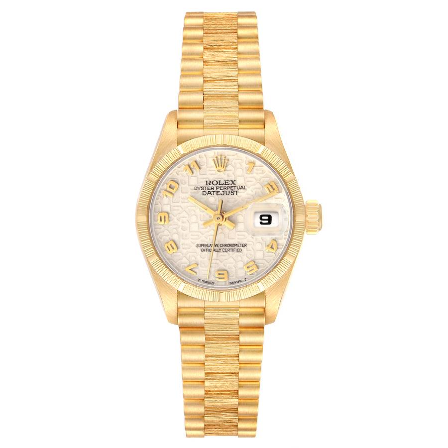 Rolex President Datejust Yellow Gold Bark Finish Ladies Watch 69278 Box ...