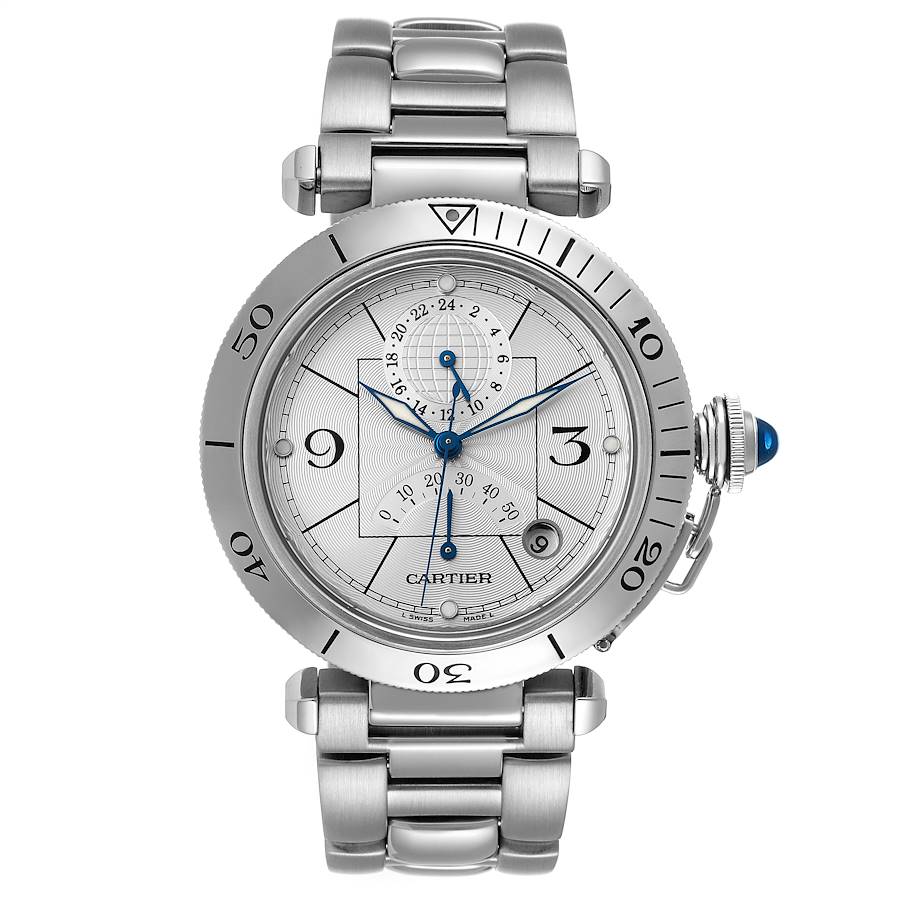 Cartier Pasha Power Reserve Silver Dial Steel Mens Watch W31037H3 ...