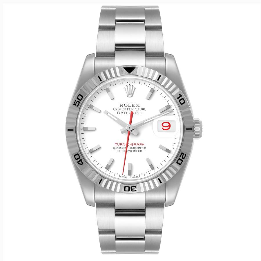 Rolex Turnograph Steel White Gold Bezel White Dial Mens Watch 116264 ...