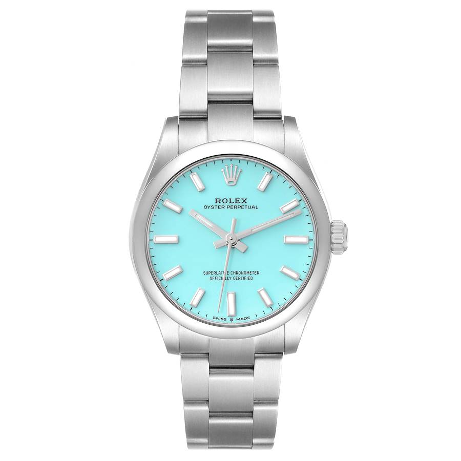 Rolex Oyster Perpetual Midsize Turquoise Dial Steel Ladies Watch 277200 ...