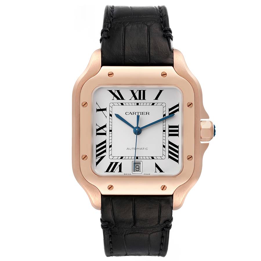 Cartier Santos De Cartier Large Rose Gold Silver Dial Watch WGSA0019 ...