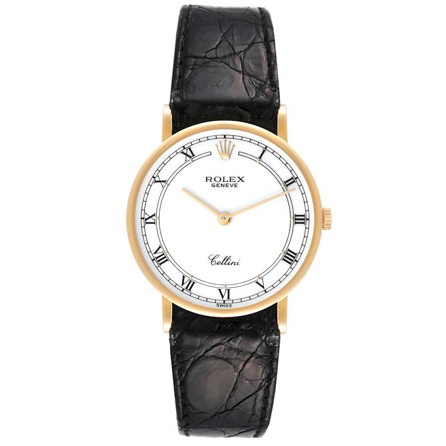 Rolex Cellini Classic 18K Yellow Gold White Roman Dial Mens Watch 5112 ...