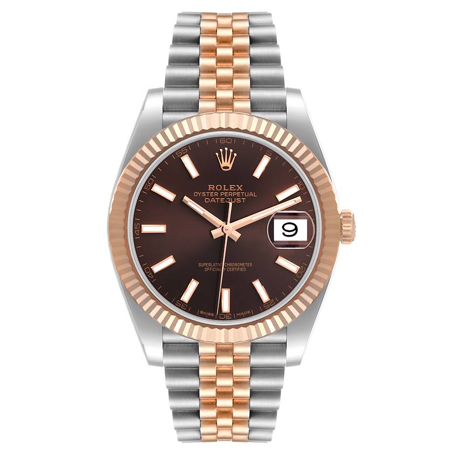 Rolex Datejust 41 Steel Rose Gold Chocolate Dial Watch 126331 Box Card ...