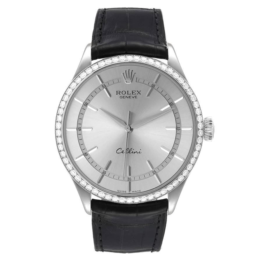 Rolex Cellini Time White Gold Diamond Automatic Mens Watch 50709 Box ...