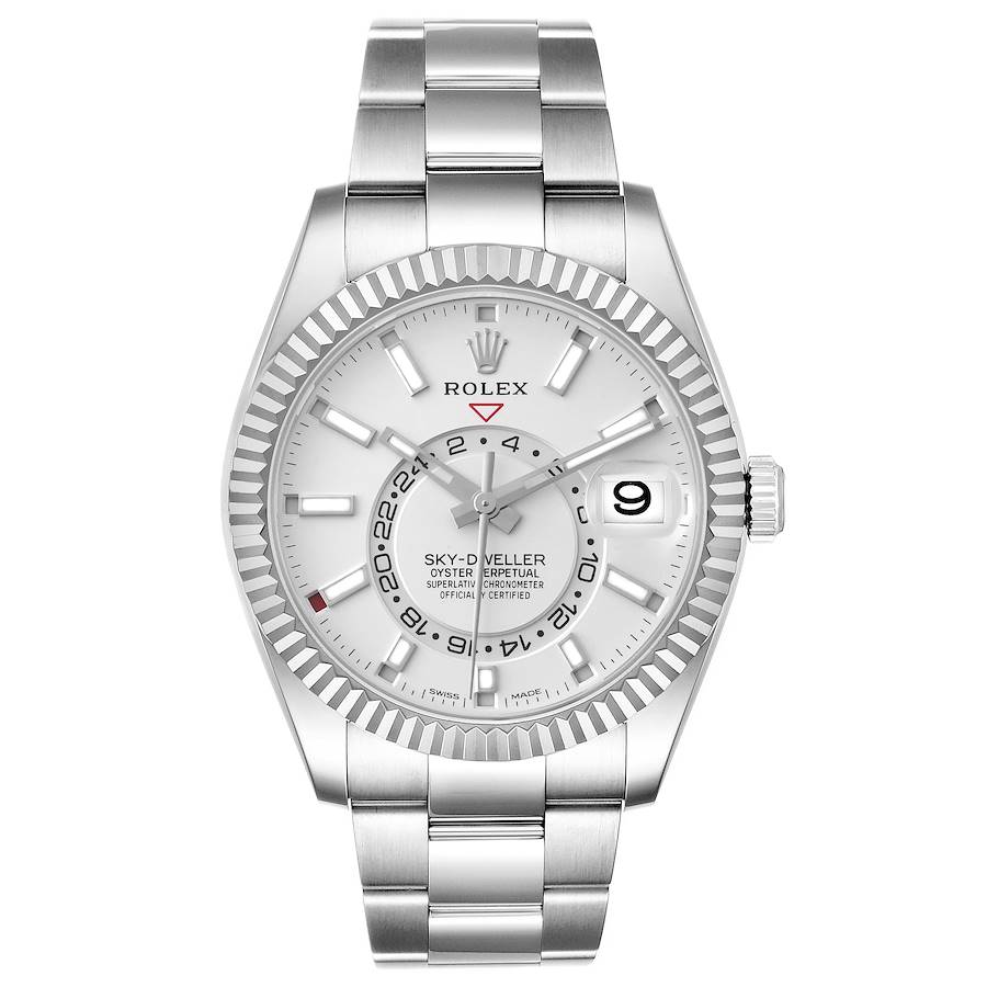 Rolex Sky-Dweller Steel White Gold Mens Watch 326934 Box Card ...