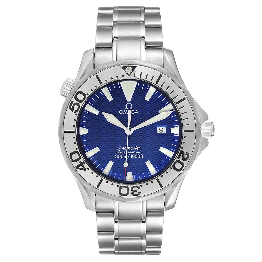 Omega Seamaster Electric Blue Wave Dial Steel Mens Watch 2265.80.00 ...