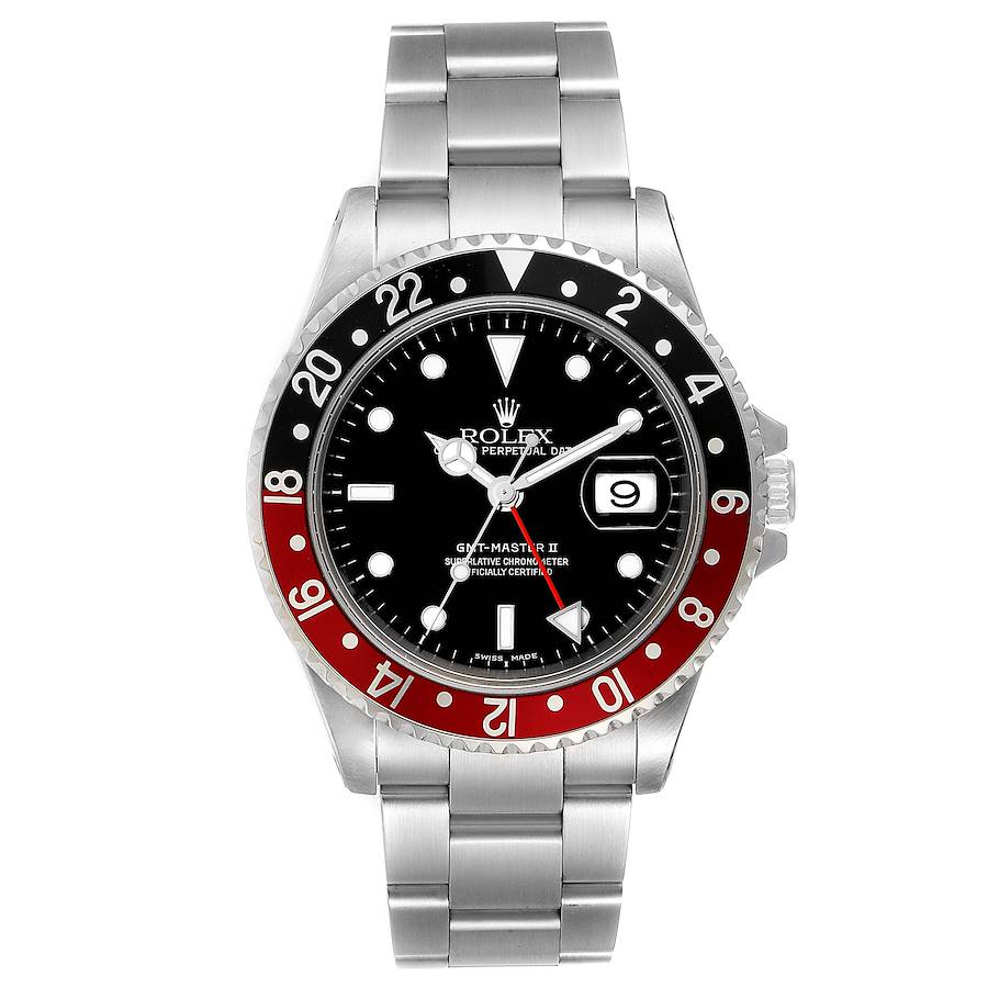 Rolex GMT Master II Black Red Coke Bezel Mens Watch 16710 Box ...