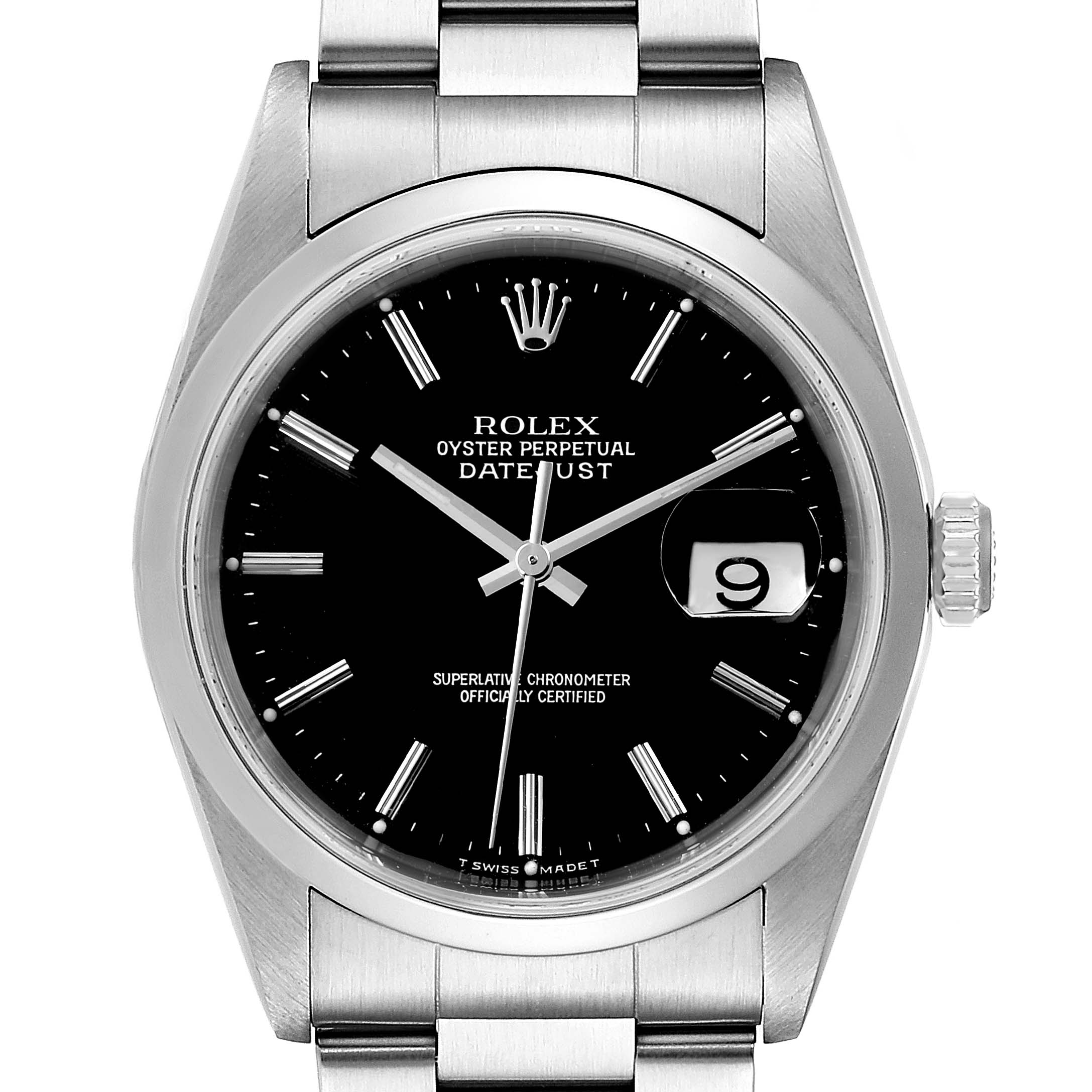 Rolex Datejust Black Dial Steel Mens Watch 16200 | SwissWatchExpo