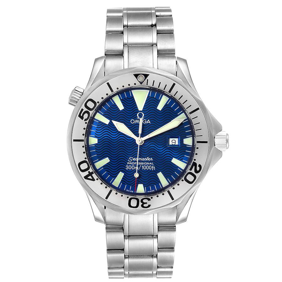 Omega Seamaster Electric Blue Wave Dial Mens Watch 2265.80.00 ...