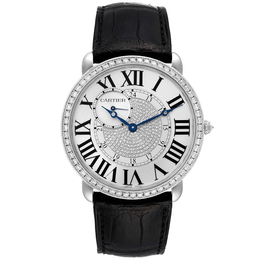 Cartier Ronde Louis White Gold Pave Diamond Mens Watch WR007004 ...