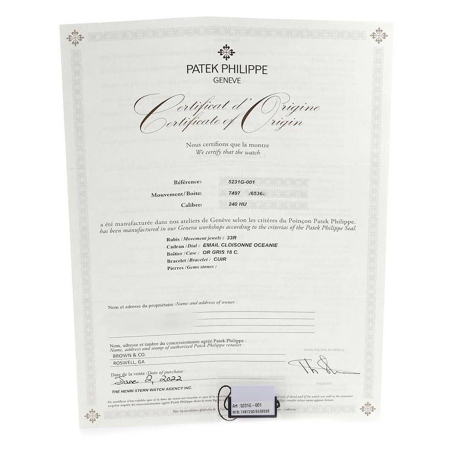 Patek Philippe Complications White Gold 5231G-001 | Stock 65910 ...