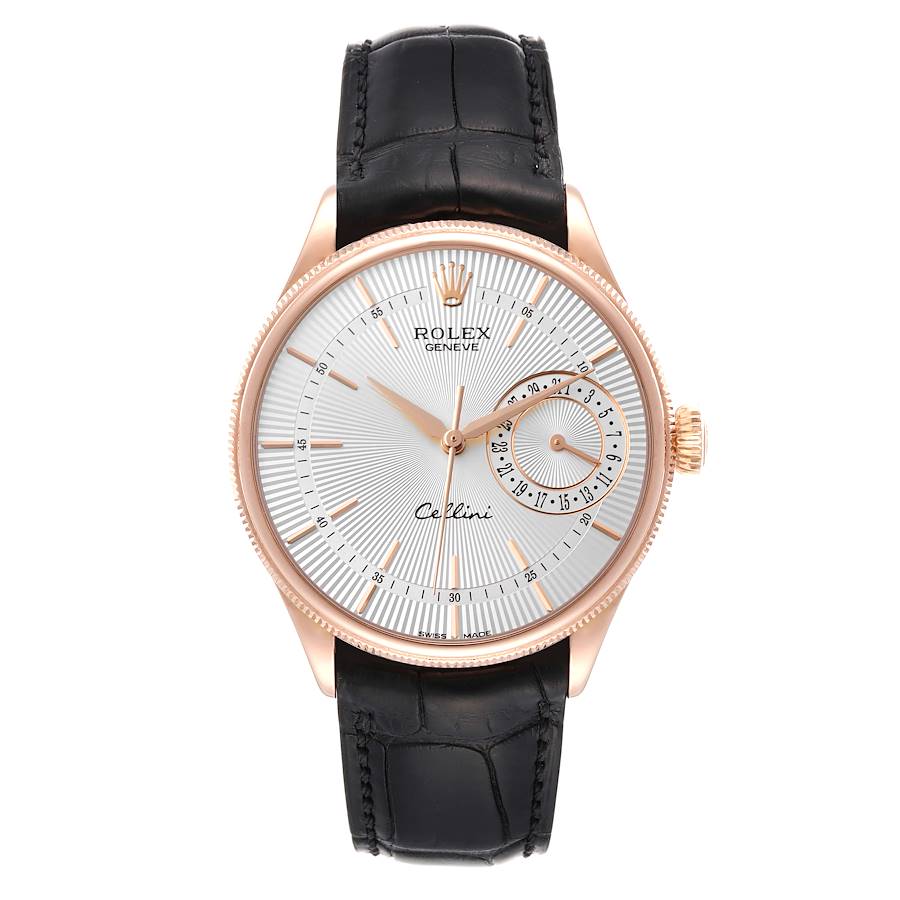 Rolex Cellini Date 18K Rose Gold Silver Dial Mens Watch 50515 Box Card | SwissWatchExpo