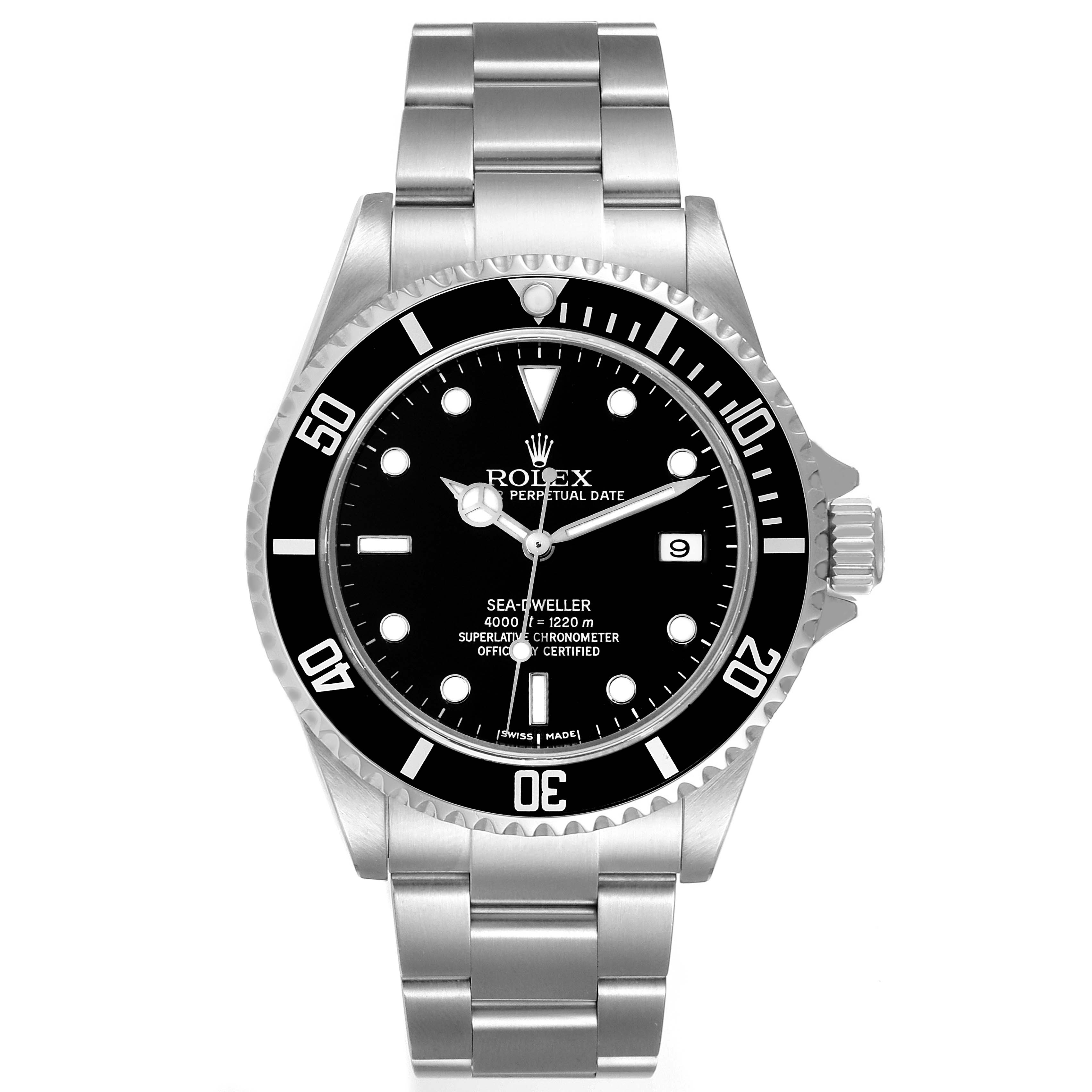 Rolex Seadweller 4000 Black Dial Steel Mens Watch 16600 Box Papers ...