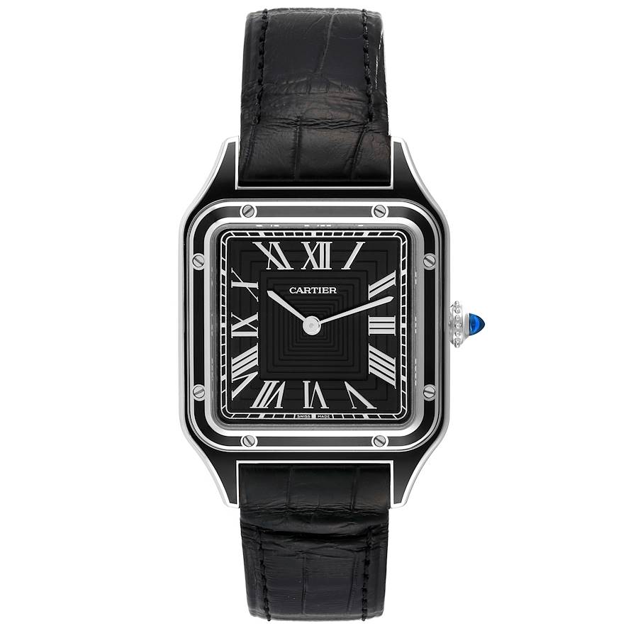 Cartier Santos Dumont Large Black Strap Steel Mens Watch WSSA0046 ...