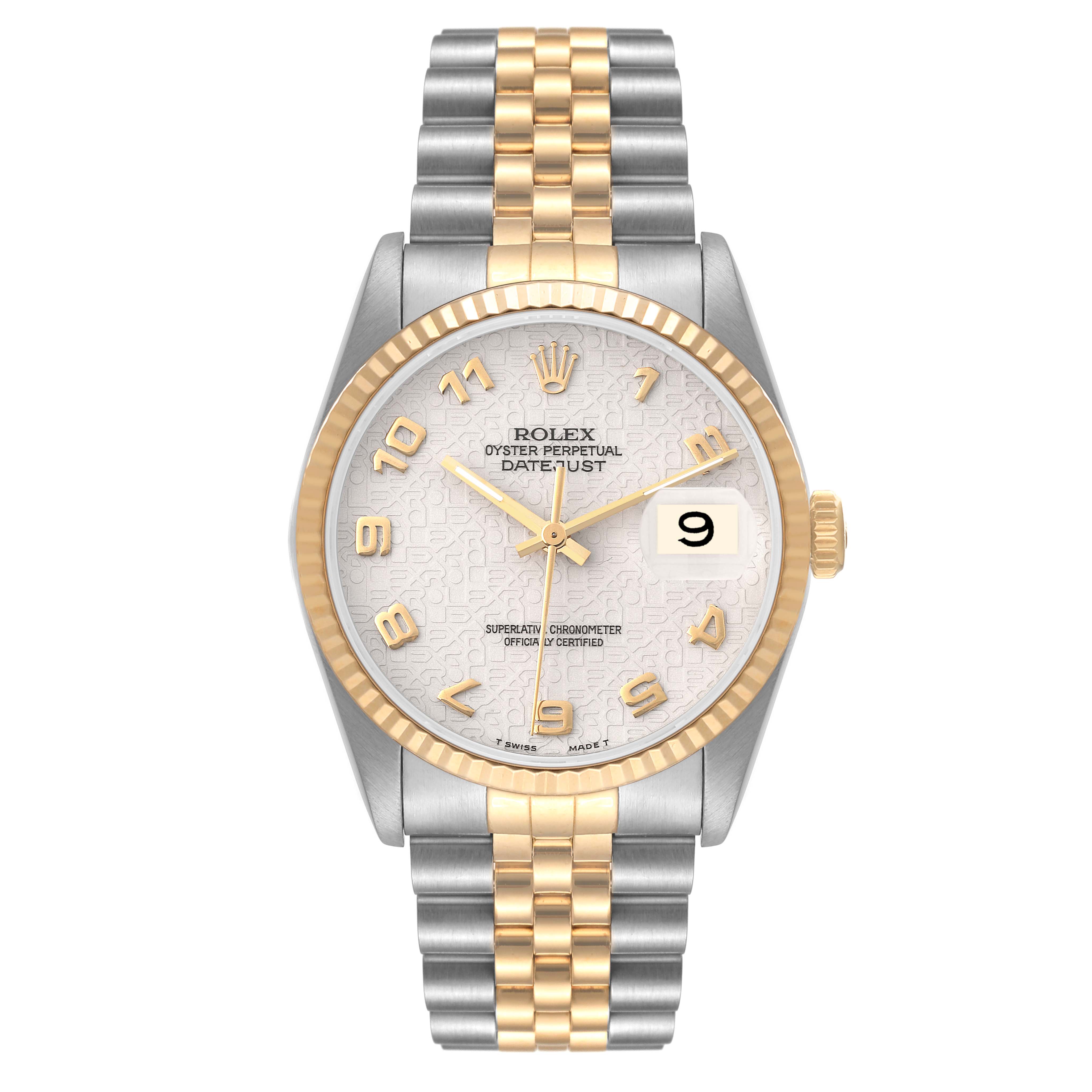 Rolex Datejust Steel Yellow Gold Ivory Anniversary Dial Mens Watch ...