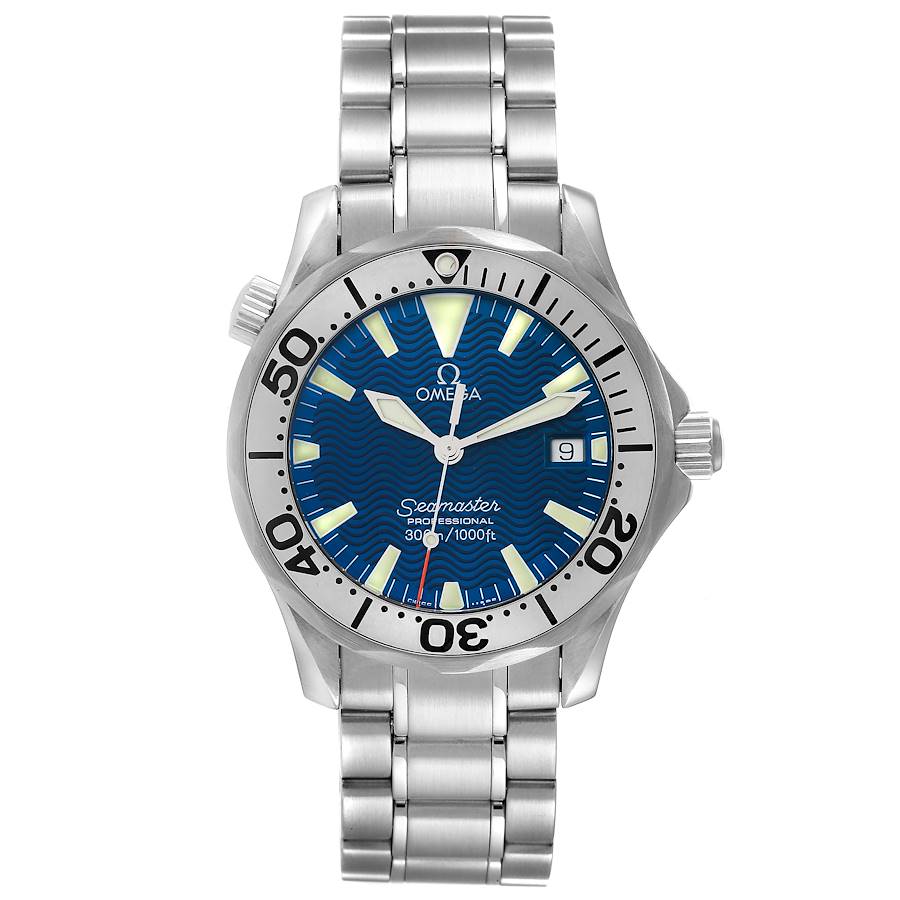 Omega Seamaster Electric Blue Wave Dial Midsize Mens Watch 2263.80.00 ...