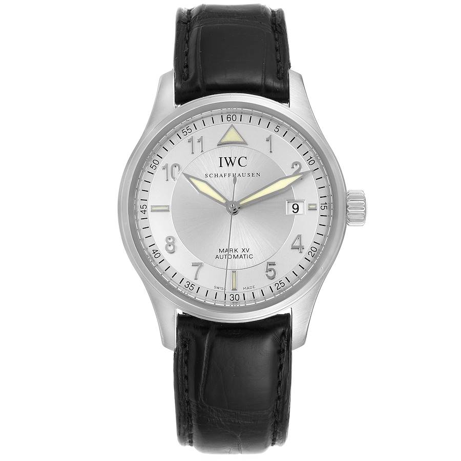 IWC Mark XV Spitfire Silver Dial Black Strap Steel Mens Watch IW325313 ...