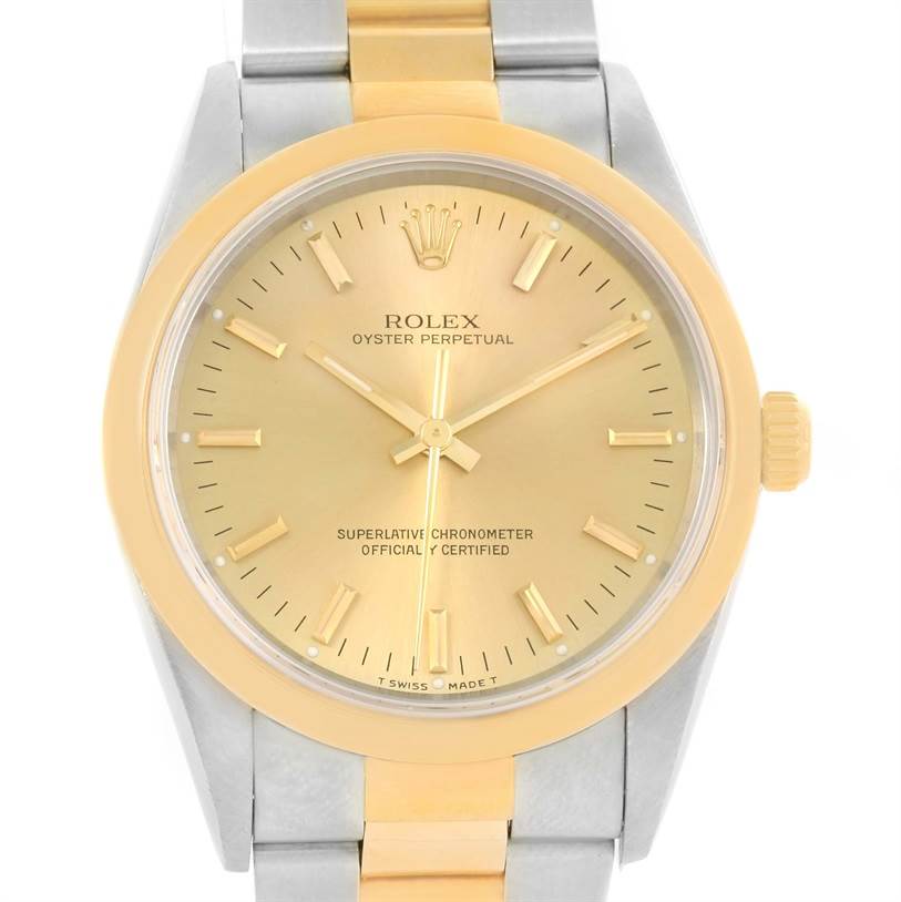 Rolex No Date Mens Stainless Steel 18k Yellow Gold Watch 14203 ...
