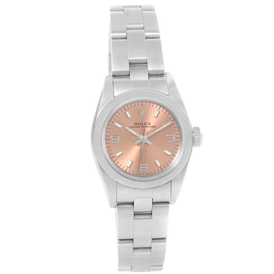 Rolex Oyster Perpetual Nondate Ladies Steel Salmon Dial Watch 67180 ...