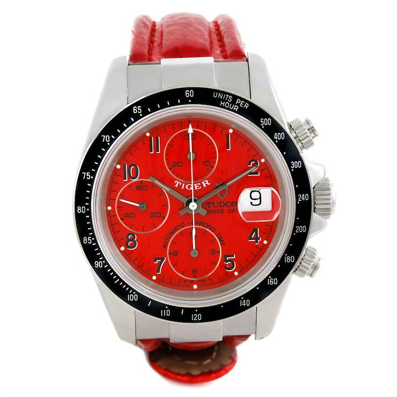 Tudor Tiger Prince Date Chronograph Red Dial Steel Watch 79260 ...