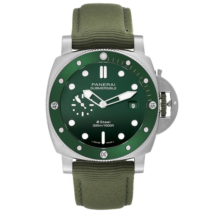 Panerai Submersible QuarantaQuattro Verde Smeraldo Steel Mens Watch ...