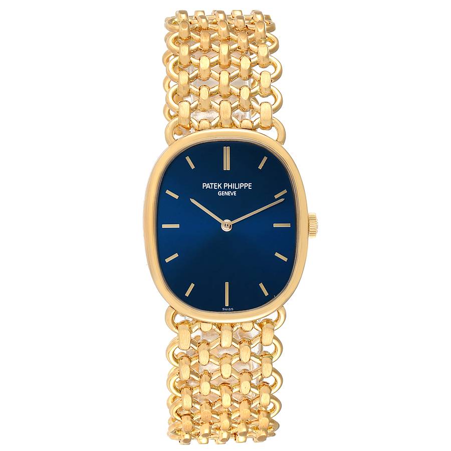 Patek Philippe Golden Ellipse 18k Yellow Gold Blue Dial Watch 3648 ...