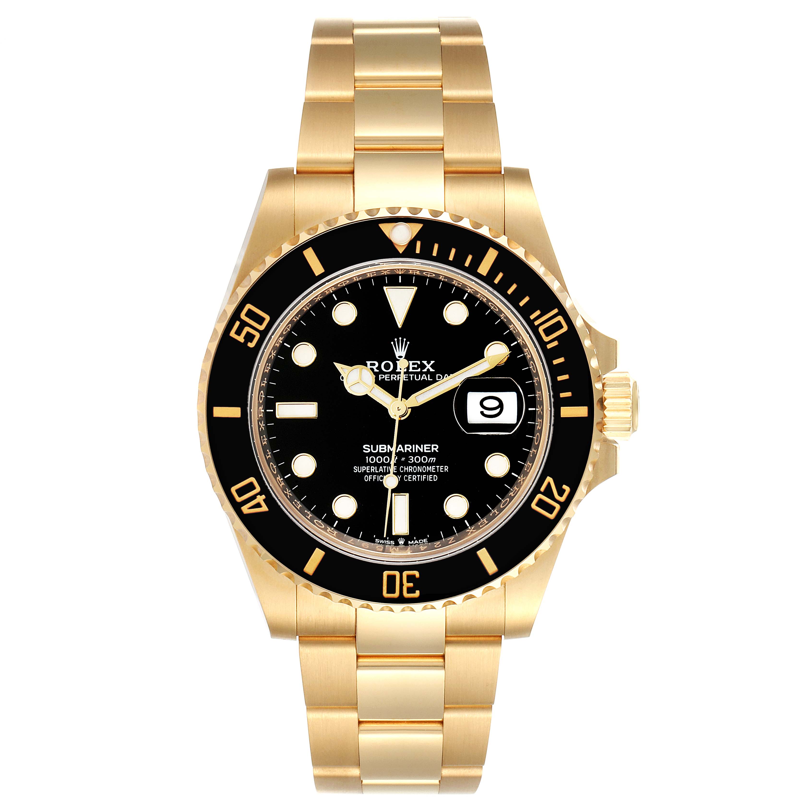 Rolex Submariner Yellow Gold Black Dial Bezel Mens Watch 126618 Unworn ...