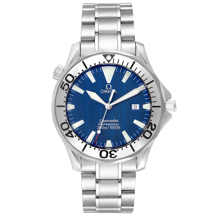 Omega Seamaster Electric Blue Wave Dial Steel Mens Watch 2265.80.00 ...