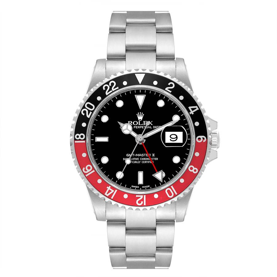 Rolex GMT Master II Black Red Coke Bezel Steel Mens Watch 16710 ...