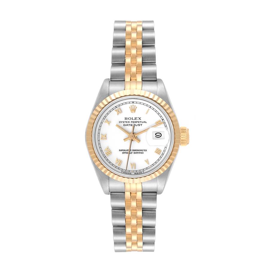 Rolex Datejust White Roman Dial Steel Yellow Gold Ladies Watch 69173 ...