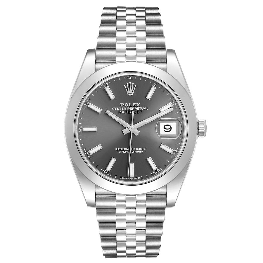 Rolex Datejust 41 Slate Dial Smooth Bezel Steel Mens Watch 126300 ...