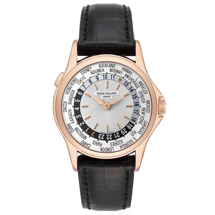 Patek Philippe World Time Automatic Silver Dial Rose Gold Mens Watch ...