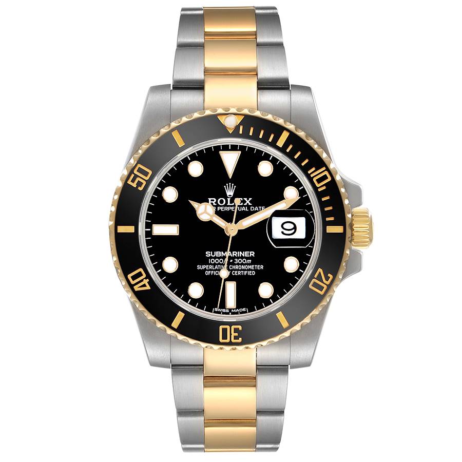 Rolex Submariner Steel Yellow Gold Black Dial Mens Watch 116613 ...