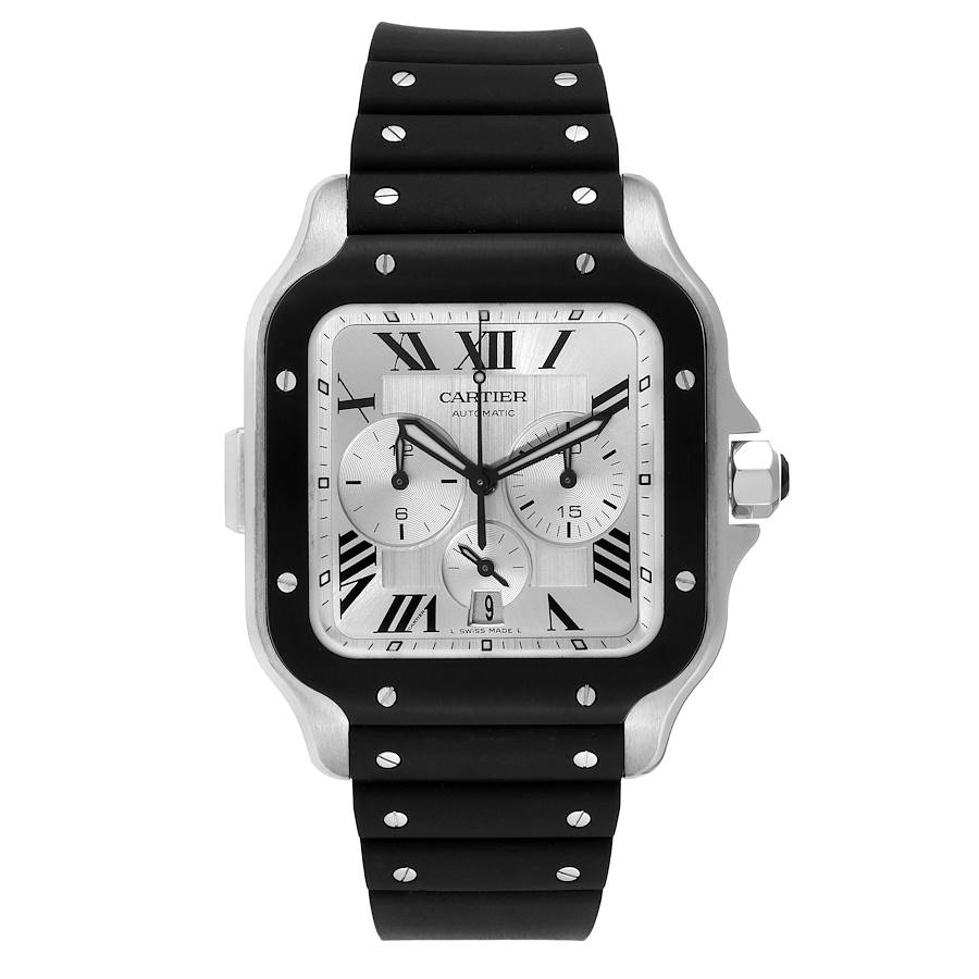 Cartier Santos XL Chronograph Steel ADLC Mens Watch WSSA0017 Card ...