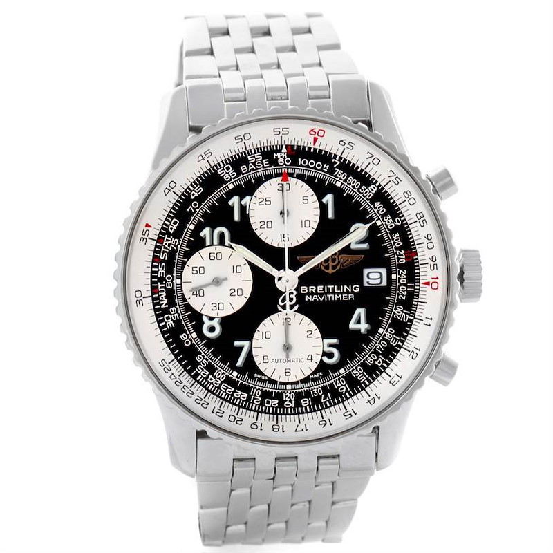Breitling Navitimer II Stainless Steel Black Dial Watch A13322 ...