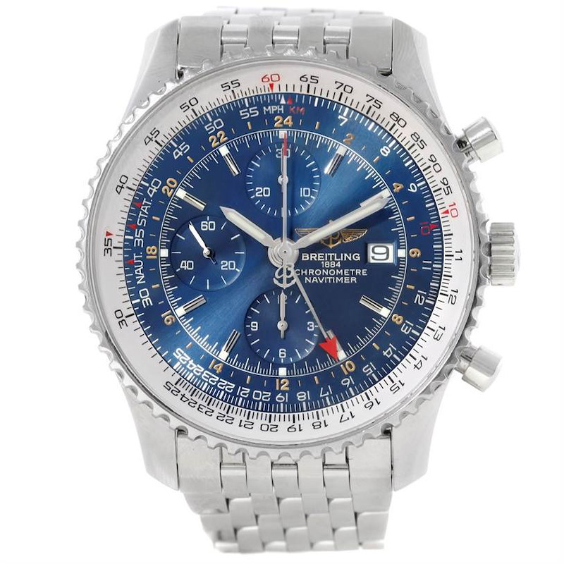 Breitling Navitimer World Chronograph Blue Dial Steel Watch A24322 ...