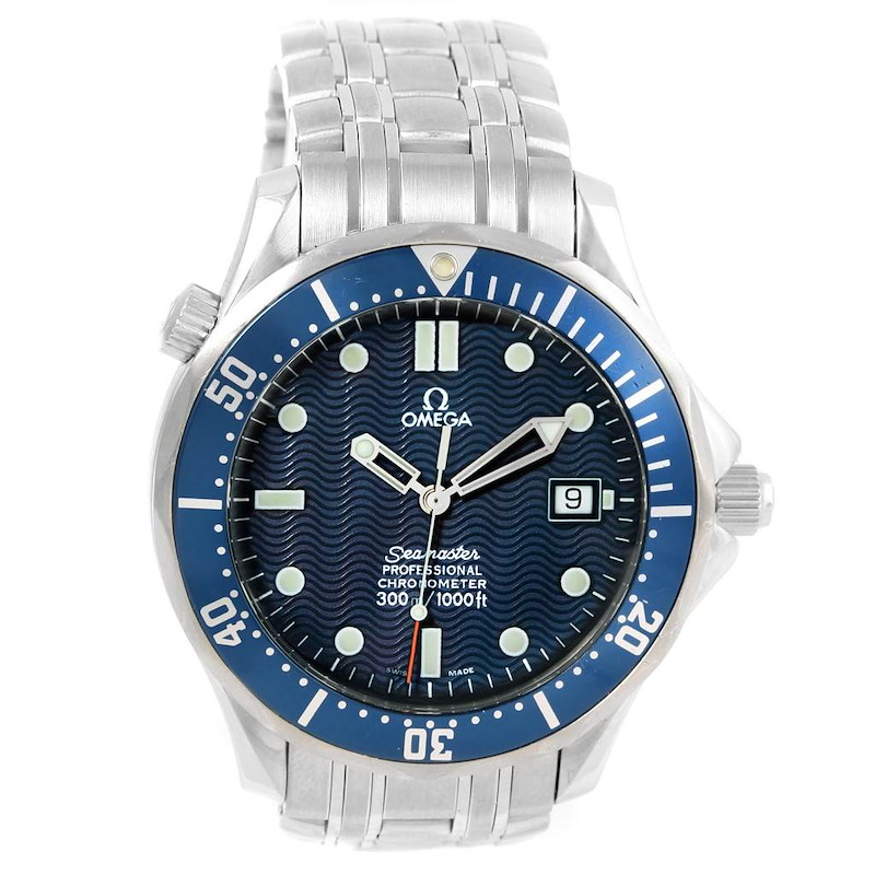Omega Seamaster 41mm Blue Wave Dial Stainless Steel Mens Watch 2531.80 ...