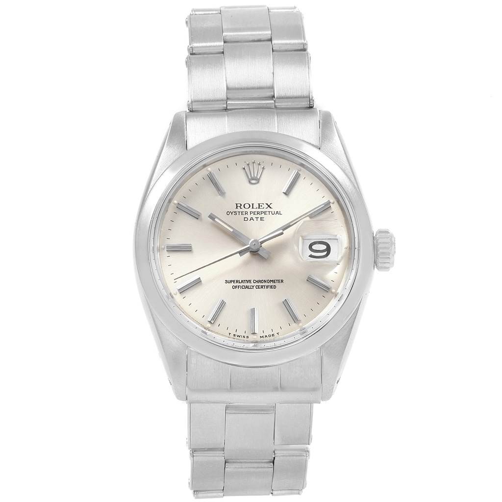 Rolex Date Silver Dial Oyster Bracelet Steel Vintage Mens Watch 1500 ...