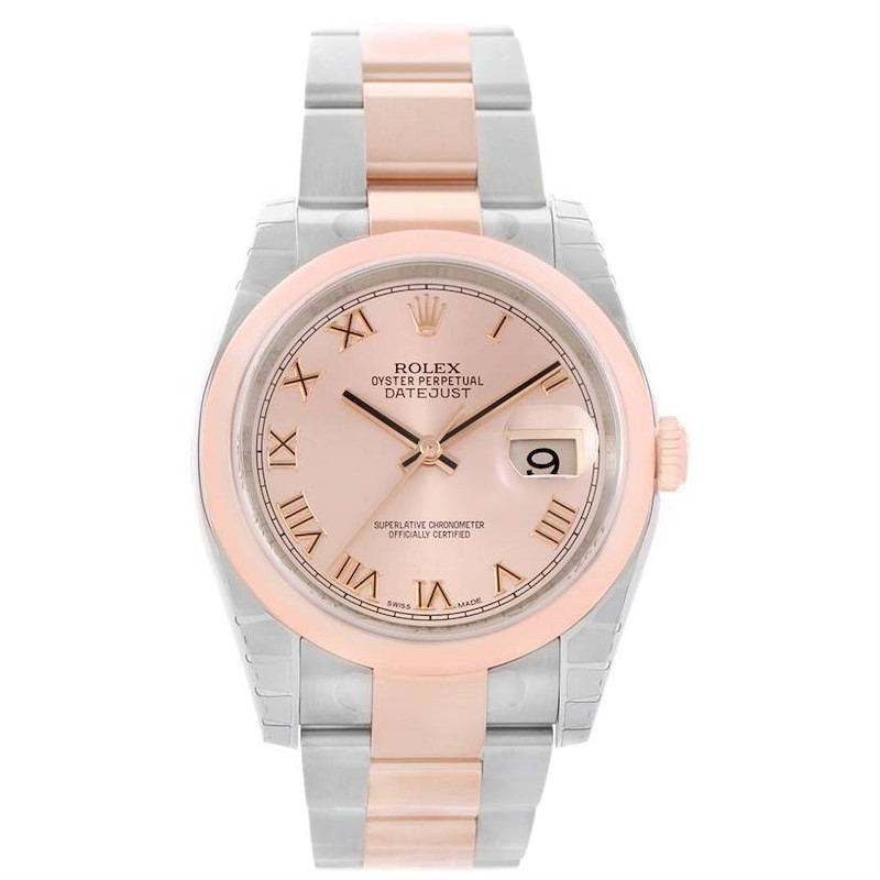 Rolex Datejust Steel 18K Everose Gold Pink Dial Unisex Watch 116201 ...