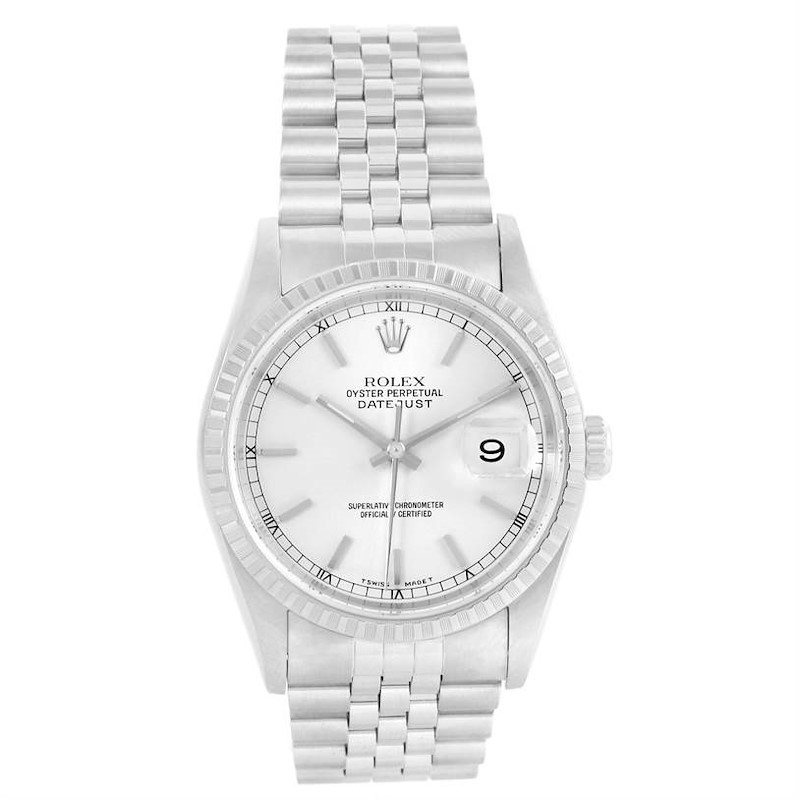 Rolex Datejust Steel Silver Dial Jubilee Bracelet Mens Watch 16220 ...