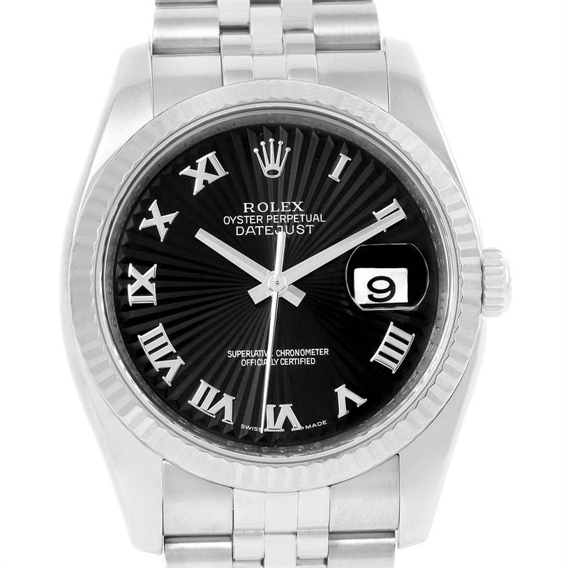 Rolex Datejust Mens Steel 18K White Gold Sunbeam Dial Watch 116234 ...