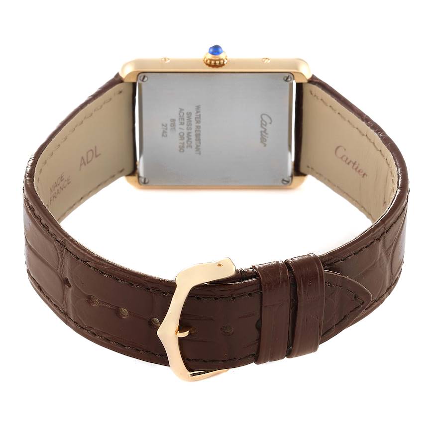 Cartier Tank Solo Yellow Gold Steel Brown Strap Mens Watch W1018855 ...