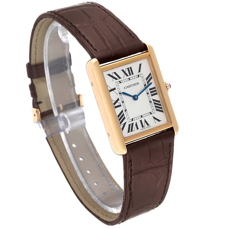 Cartier Tank Solo Yellow Gold Steel Brown Strap Mens Watch W1018855 ...